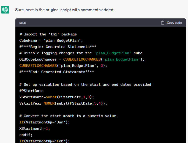 QueBIT Blog: Can ChatGPT Generate Planning Analytics / TM1 Turbo Integrator script? Part 3